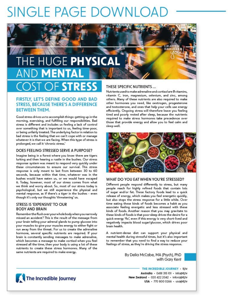 The Huge Physical and Mental Cost of Stress Leaflet - The Incredible ...